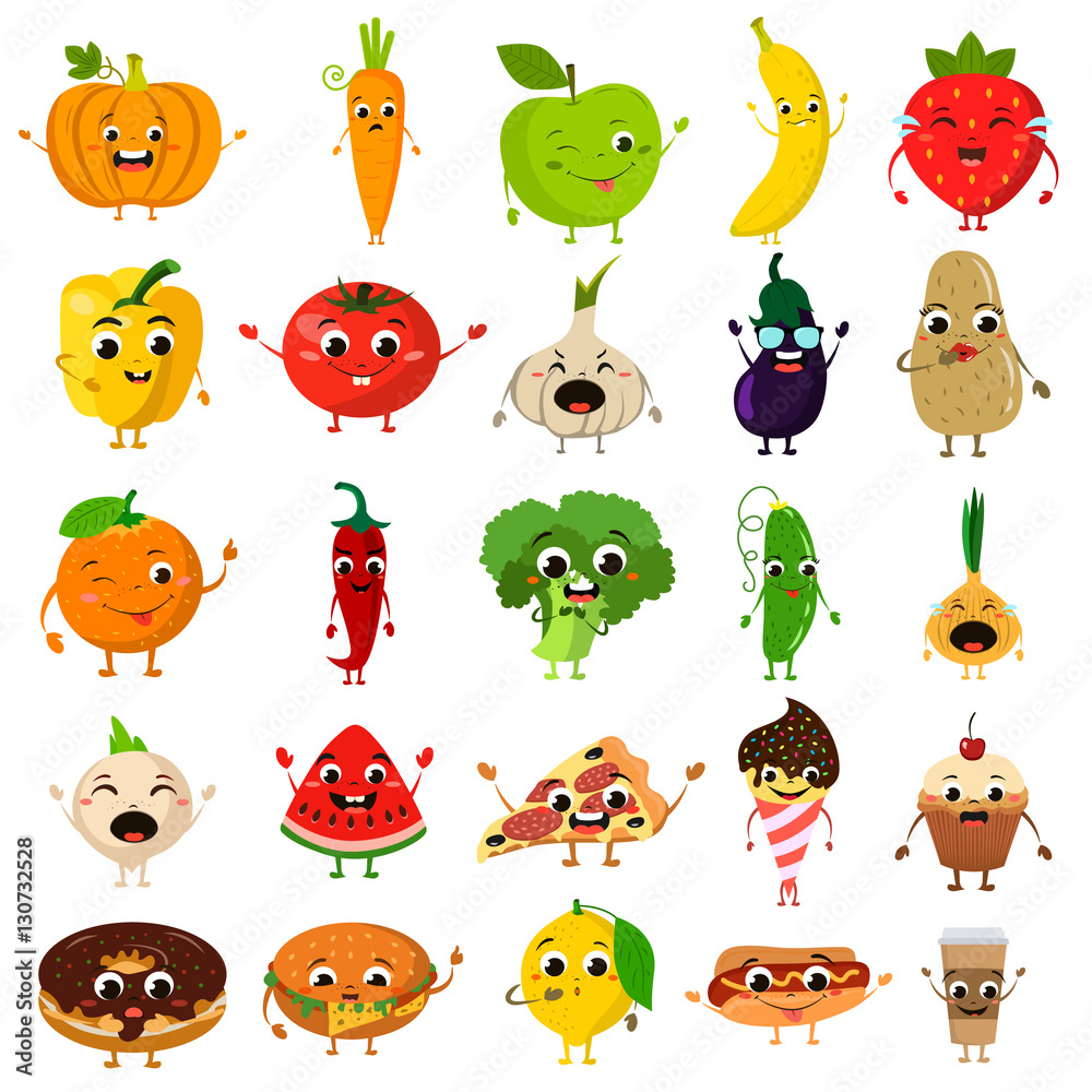 animated food flat icon set Stock Vector | Adobe Stock