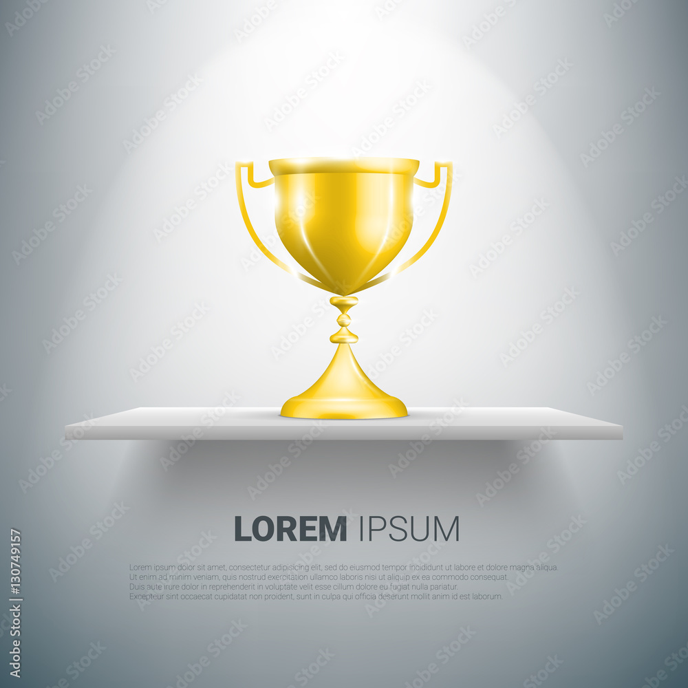 Realistic goblet on white shelfe with sample text Stock Vector | Adobe ...