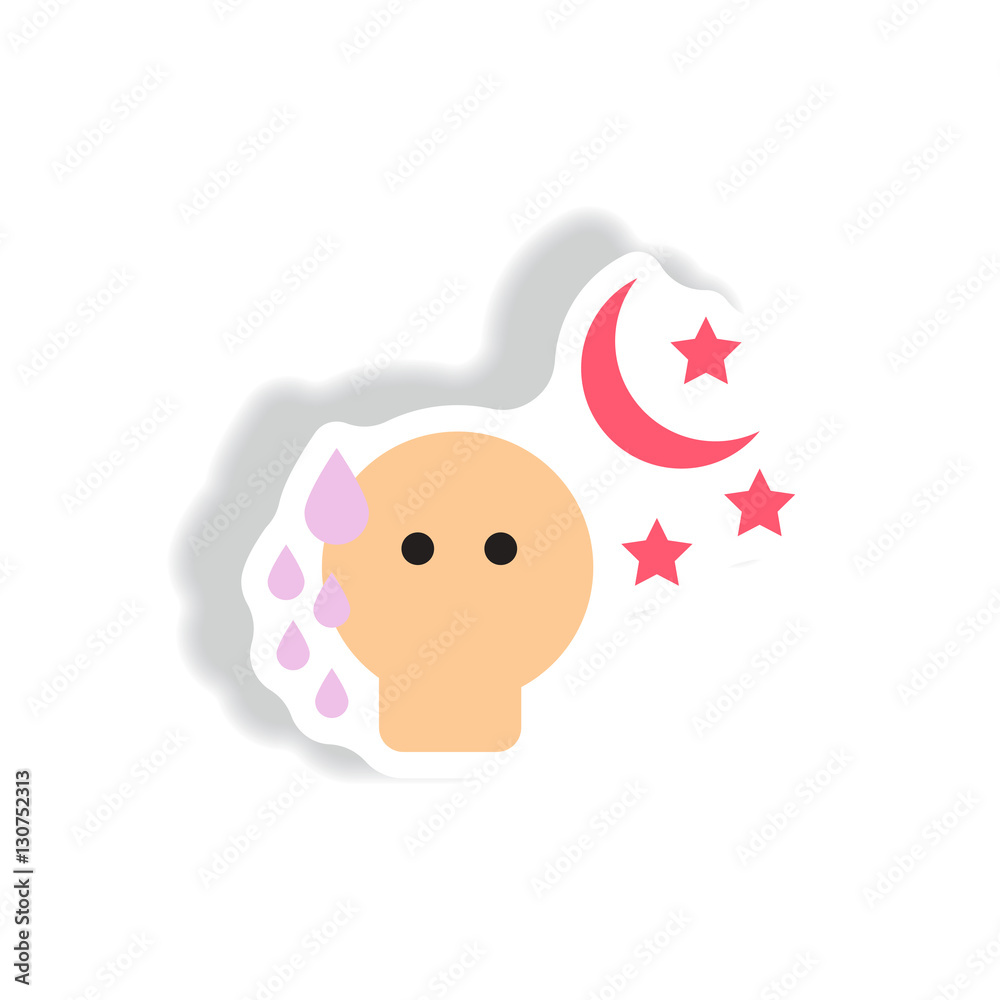 sweating man Vector paper sticker various symptoms of Tuberculosis on ...