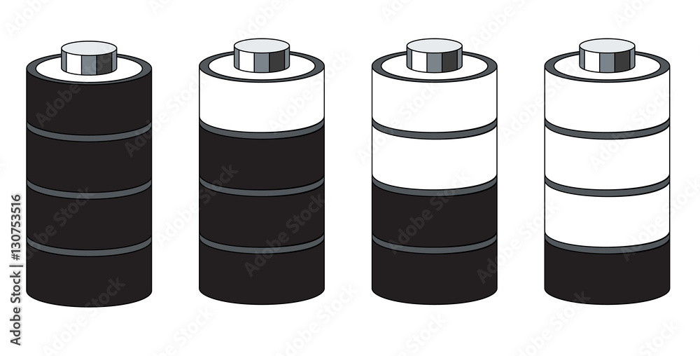 Vector 3d battery greyscale set Stock Vector | Adobe Stock