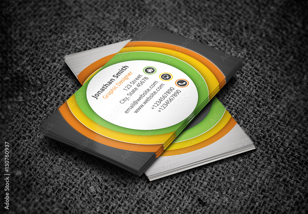 Business Card with Bull's Eye Circle Design Layout Stock Template ...