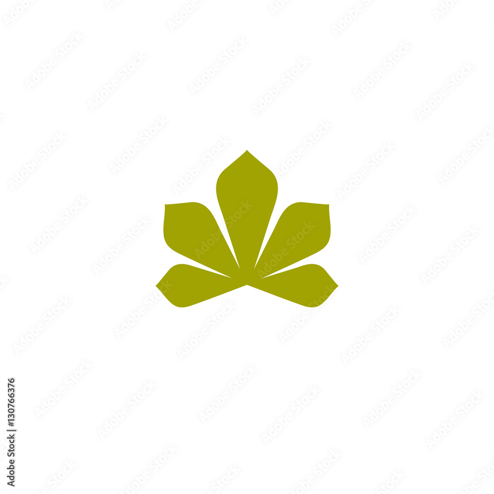 Isolated abstract flat green color logo. Chestnut tree leaf on white ...