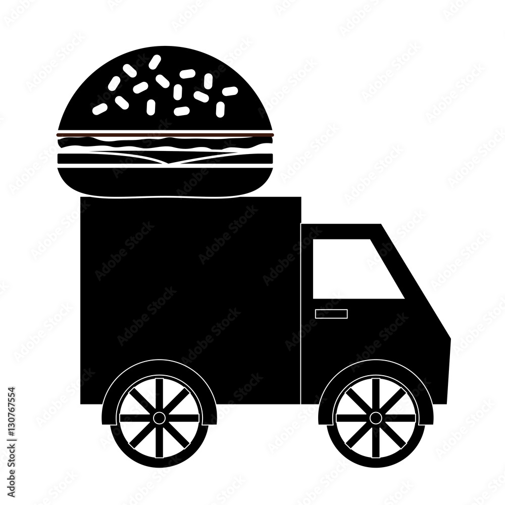 burger fast food truck vehicle icon over white background. vector ...