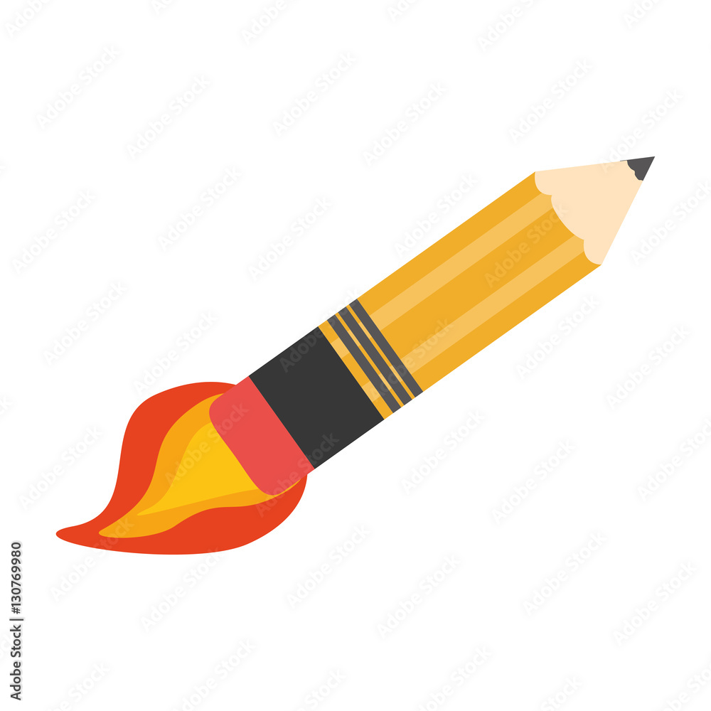 yellow pencil icon over white background. colorful design. vector ...