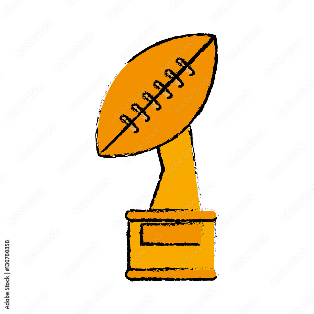 drawing trophy winner ball shape american football vector illustration ...