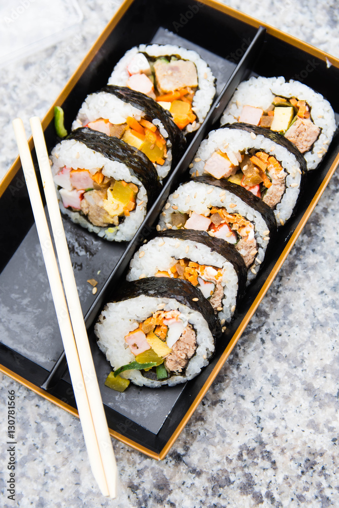 Kimbap, most accessible local food in South Korea Stock Photo | Adobe Stock