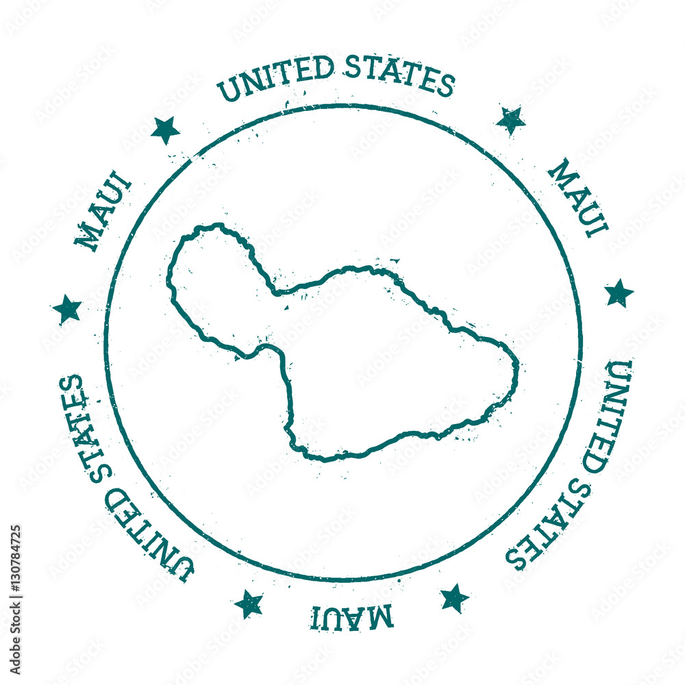 Maui vector map. Distressed travel stamp with text wrapped around a ...