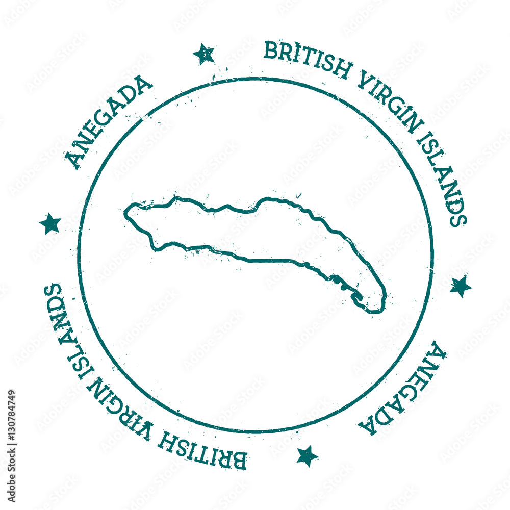 Anegada vector map. Distressed travel stamp with text wrapped around a ...