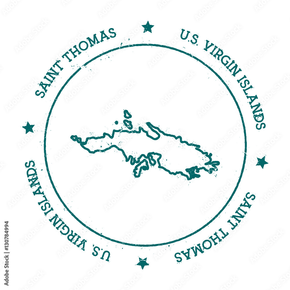 Saint Thomas vector map. Distressed travel stamp with text wrapped ...