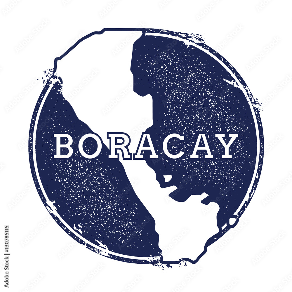 Boracay vector map. Grunge rubber stamp with the name and map of island ...