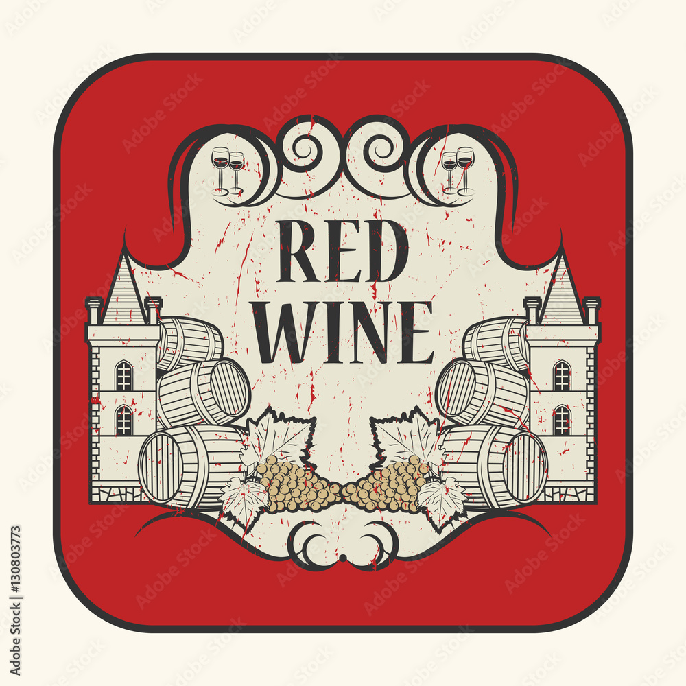 Tag or label with the text Red Wine, written inside Stock Vector ...