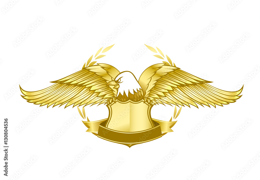 Eagle and badge symbol for logo and emblem design on white backg Stock ...