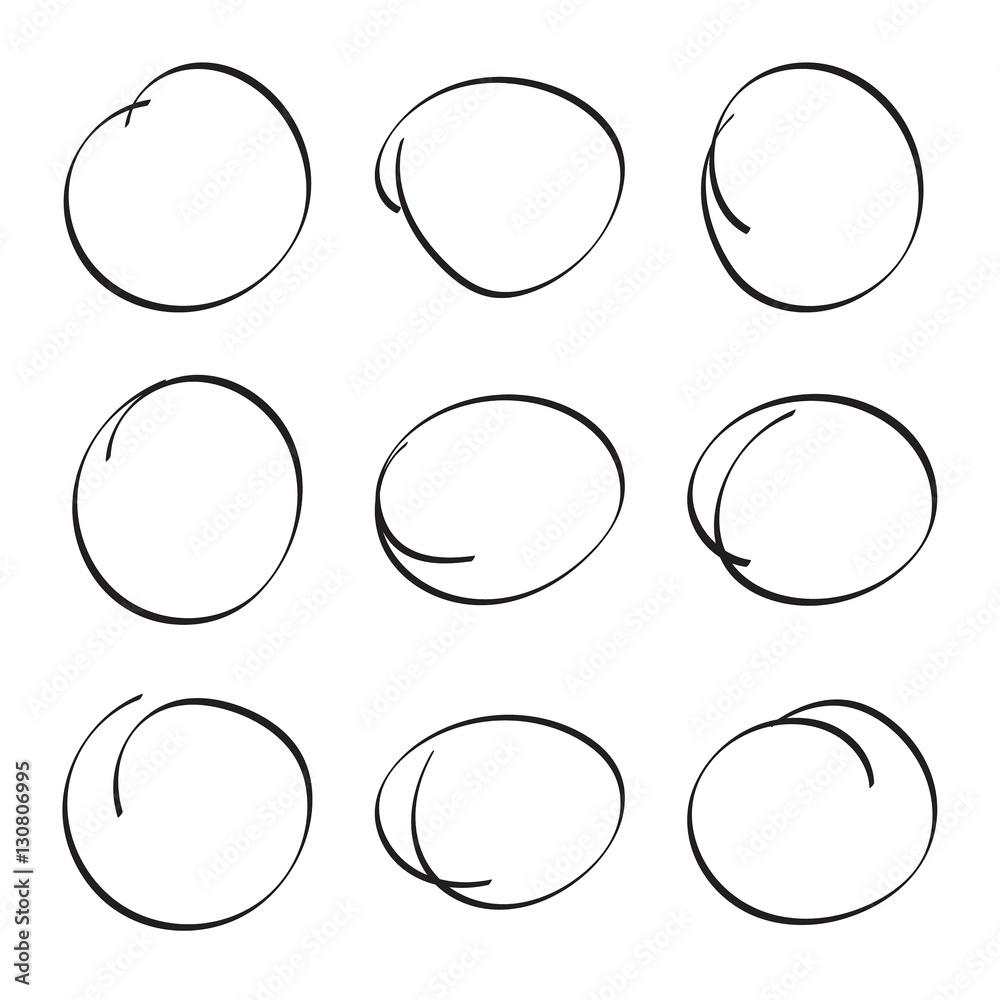 Set hand drawn ovals Stock Vector | Adobe Stock
