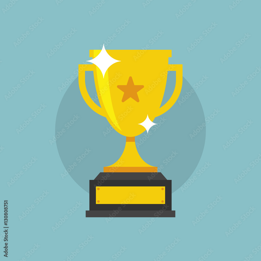Trofeo di vittoria, coppa dorata scintillante con icona a stella ...