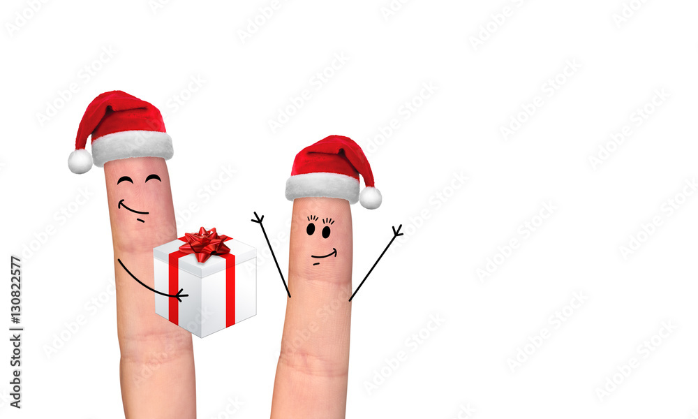 Happy finger family celebrating christmas Stock Photo | Adobe Stock