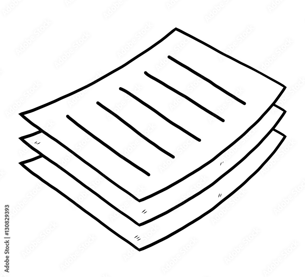 papers / cartoon vector and illustration, black and white, hand drawn ...