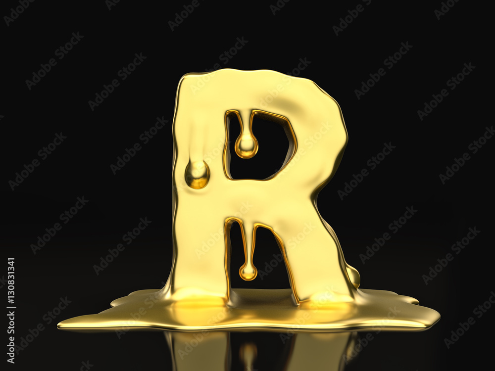 Liquid gold letter R Stock Illustration | Adobe Stock