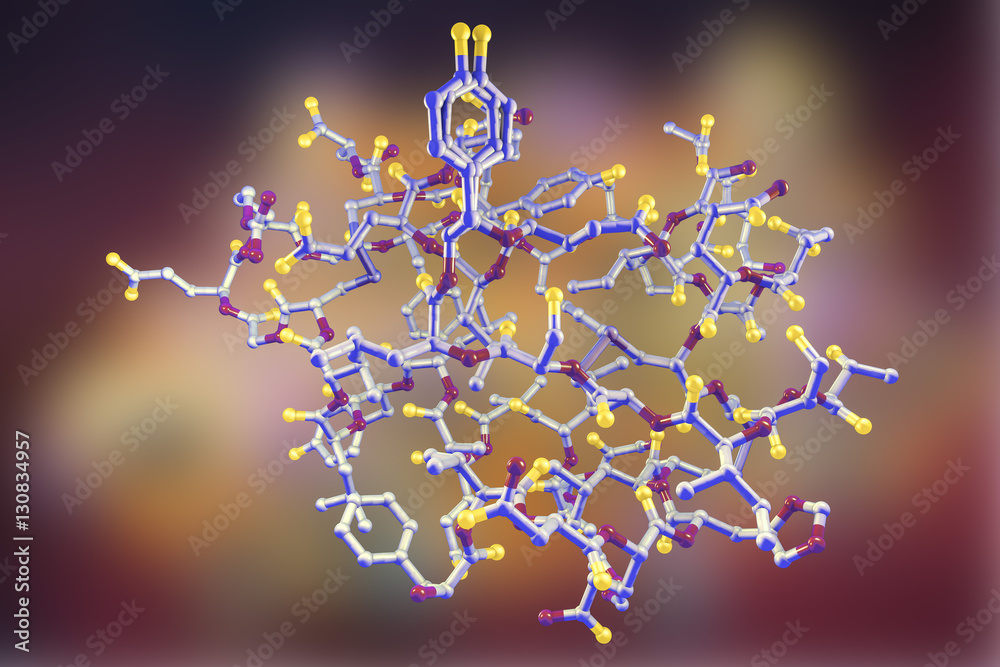 Molecular model of insulin molecule, 3D illustration Stock Illustration ...