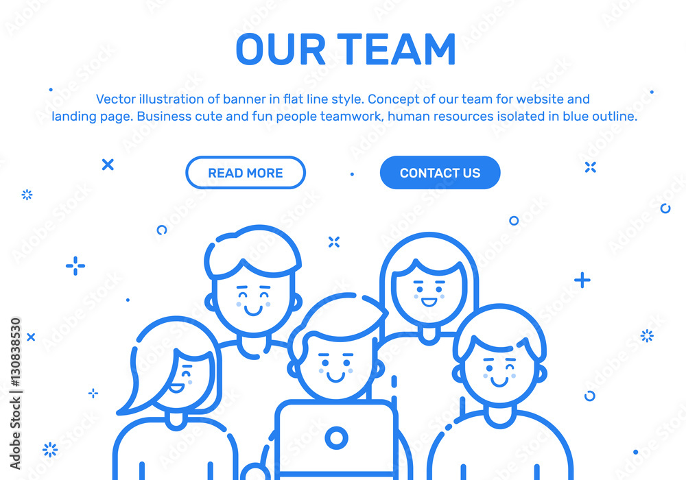 Vector illustration of website banner and landing page with blue icon ...