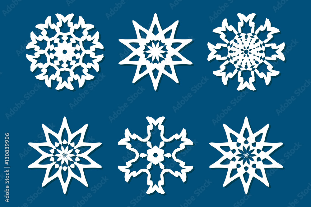 Snowflake set. Laser cut pattern for christmas paper cards, wood ...