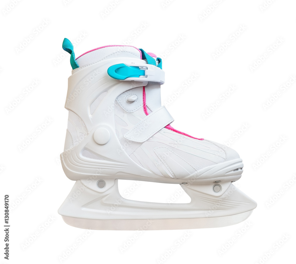 Side view of white ice skates isolated on white background Stock Photo ...
