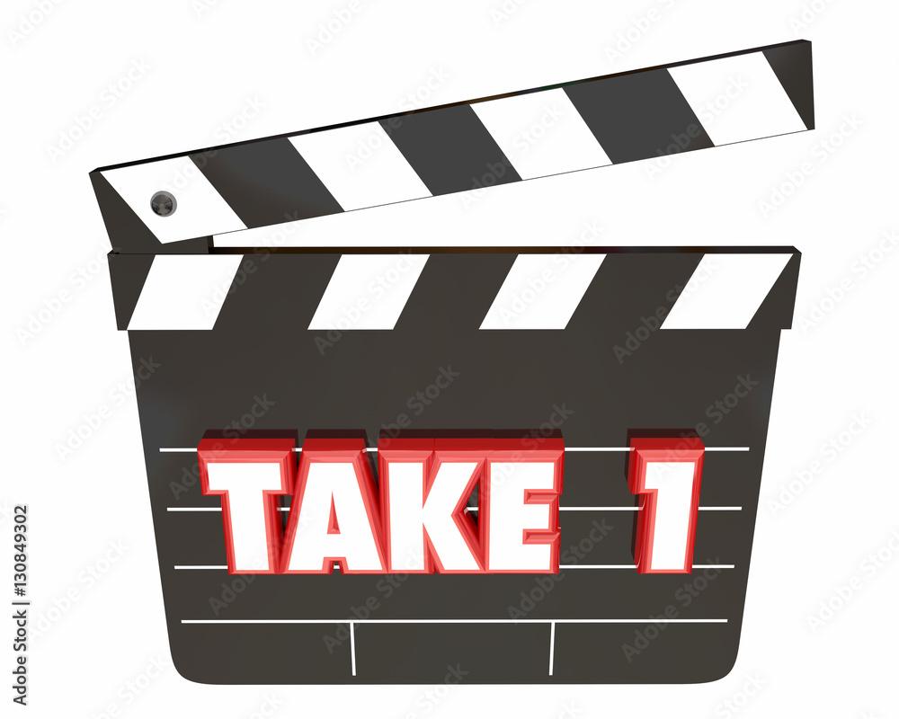 Take 1 One First Attempt Try Scene Movie Clapper Board 3d Illust ...