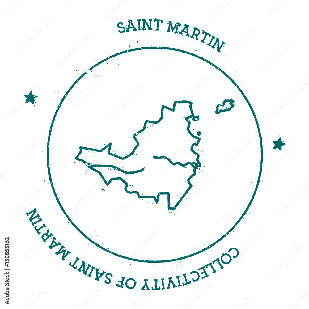 Saint Martin vector map. Distressed travel stamp with text wrapped ...