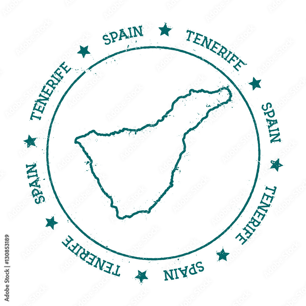 Tenerife vector map. Distressed travel stamp with text wrapped around a ...