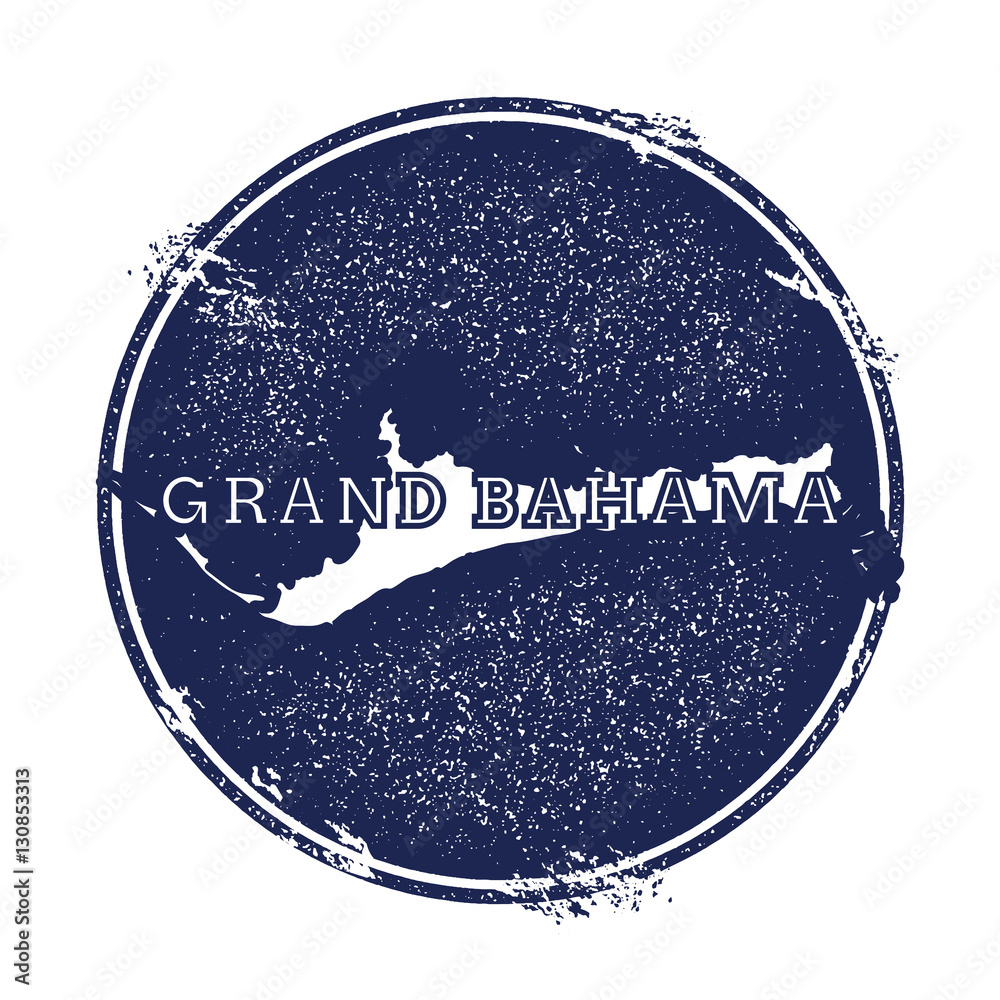 Grand Bahama vector map. Grunge rubber stamp with the name and map of ...