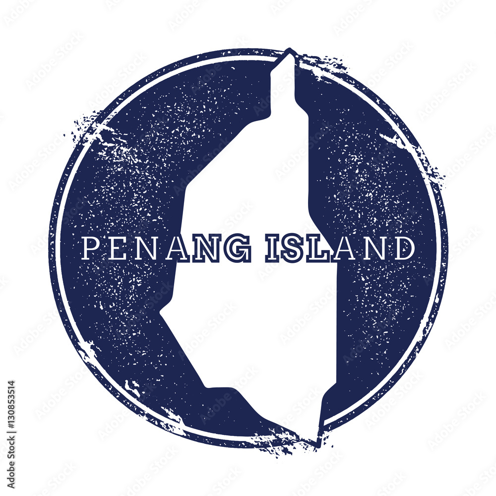 Penang Island vector map. Grunge rubber stamp with the name and map of ...