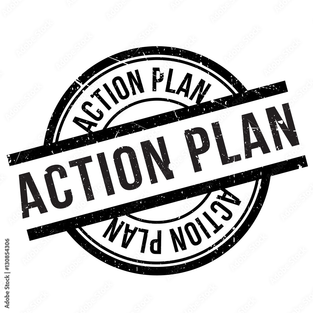 Action plan stamp. Grunge design with dust scratches. Effects can be ...