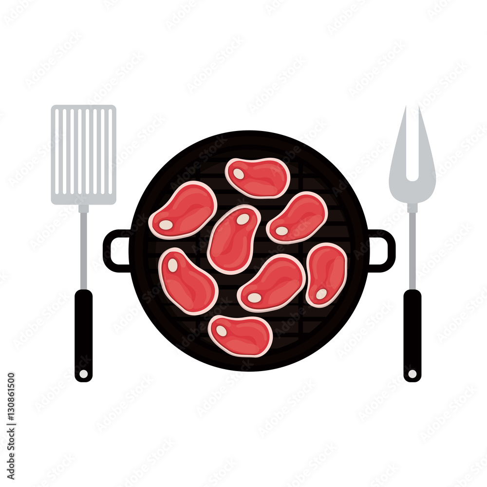 Grill and meat icon. Bbq menu steak house food and meal theme. Isolated ...