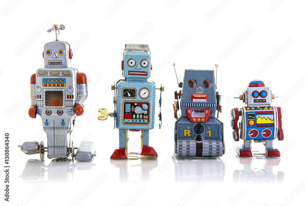 Retro Tin Clockwork Robots Stock Photo | Adobe Stock