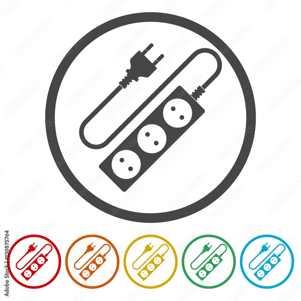 Extension cord icons set Stock Vector | Adobe Stock