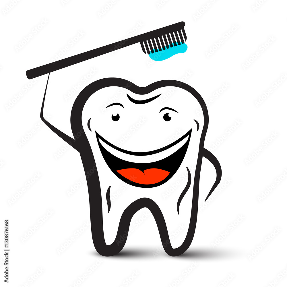 Tooth Holding Toothbrush Cartoon. Cleaning Teeth Funky Vector ...