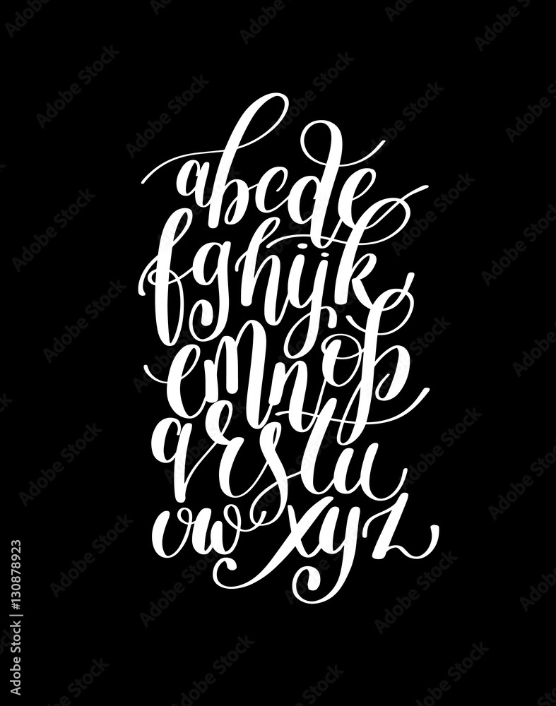 black and white hand lettering alphabet design, handwritten brus Stock ...