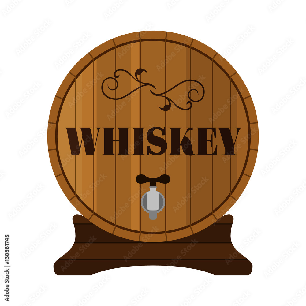 Whiskey barrel. Alcohol drink in flat style design. Vector illustration ...