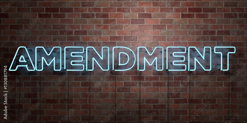 AMENDMENT - fluorescent Neon tube Sign on brickwork - Front view - 3D ...