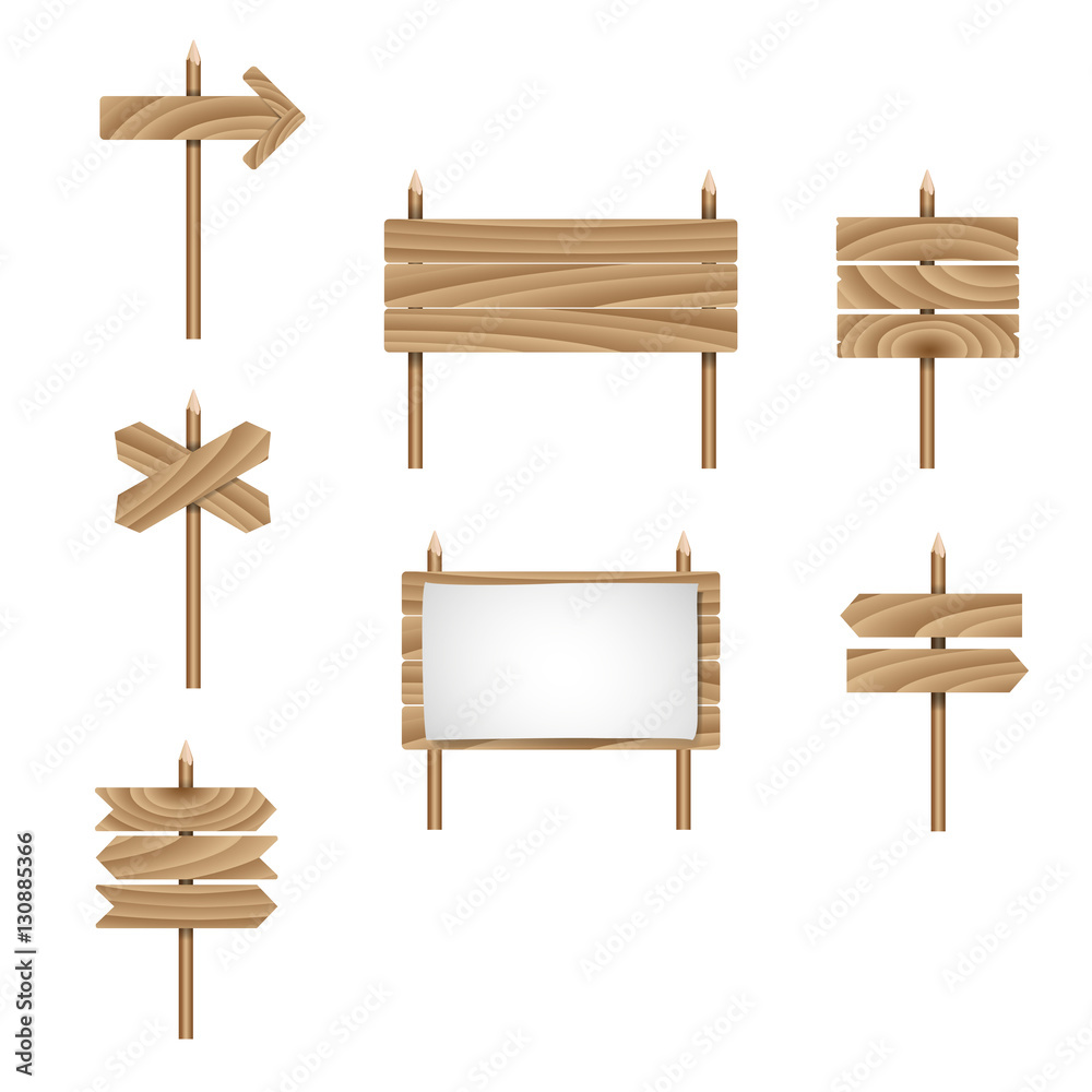 Wood arrow sign vector set. Wooden signboard. Vector illustration Stock ...
