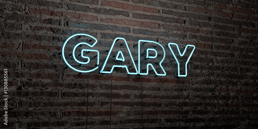 GARY -Realistic Neon Sign on Brick Wall background - 3D rendered ...