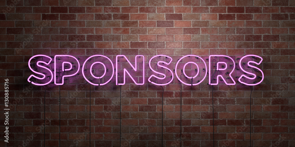 SPONSORS - fluorescent Neon tube Sign on brickwork - Front view - 3D ...