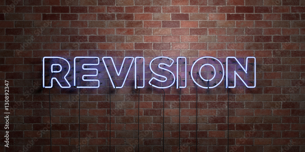 REVISION - fluorescent Neon tube Sign on brickwork - Front view - 3D ...