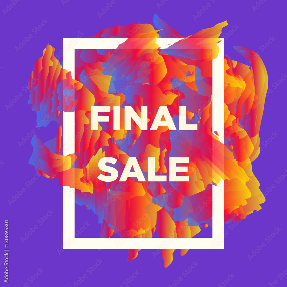 The exhibition art flayer, poster, card or banner. Abstract shapes in ...