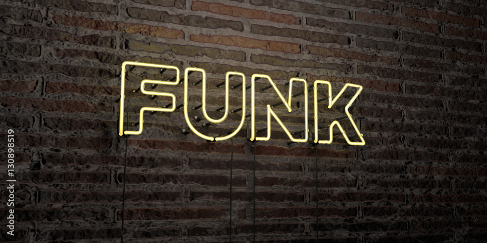 FUNK -Realistic Neon Sign on Brick Wall background - 3D rendered ...