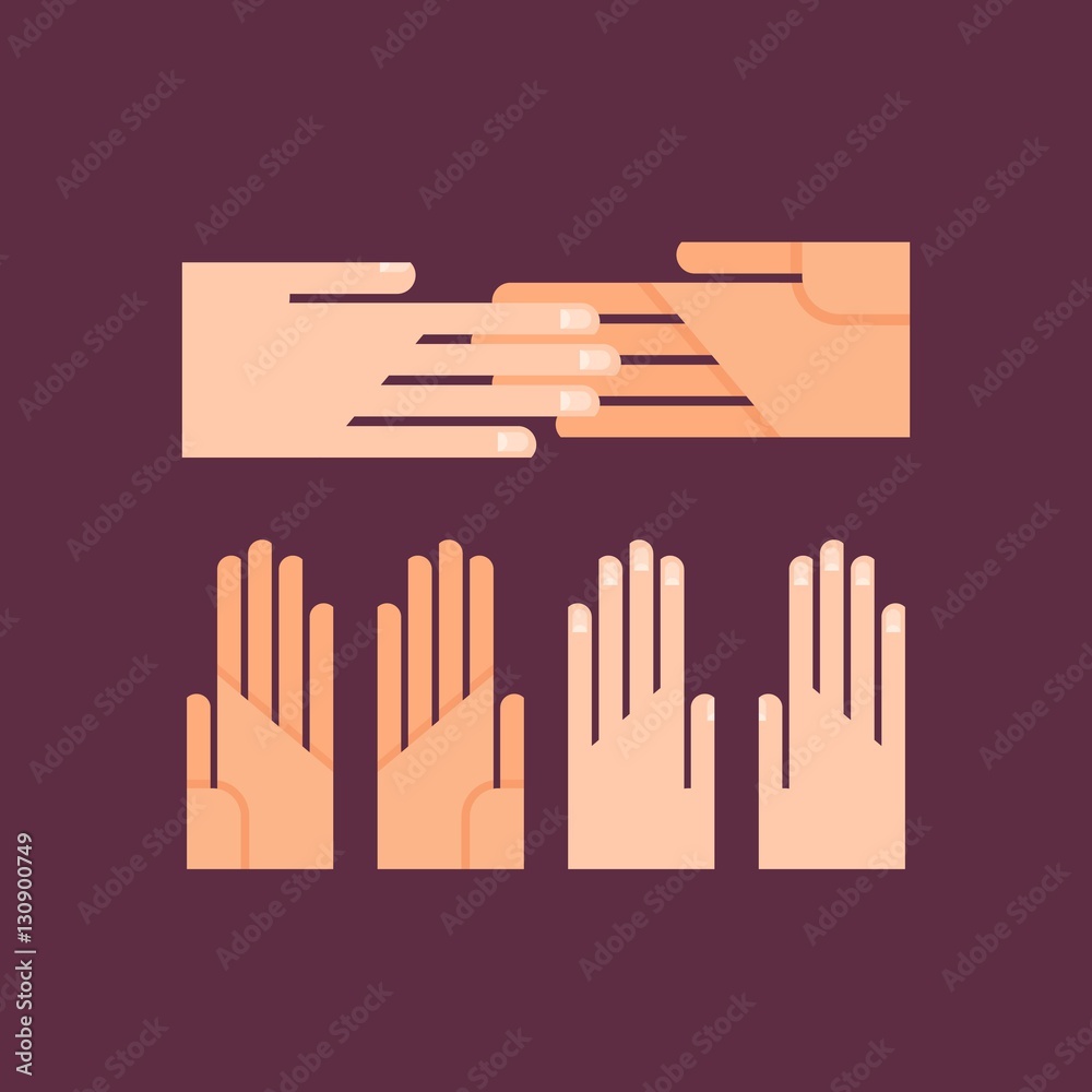 Flat Vector Palms Set Stock Vector | Adobe Stock