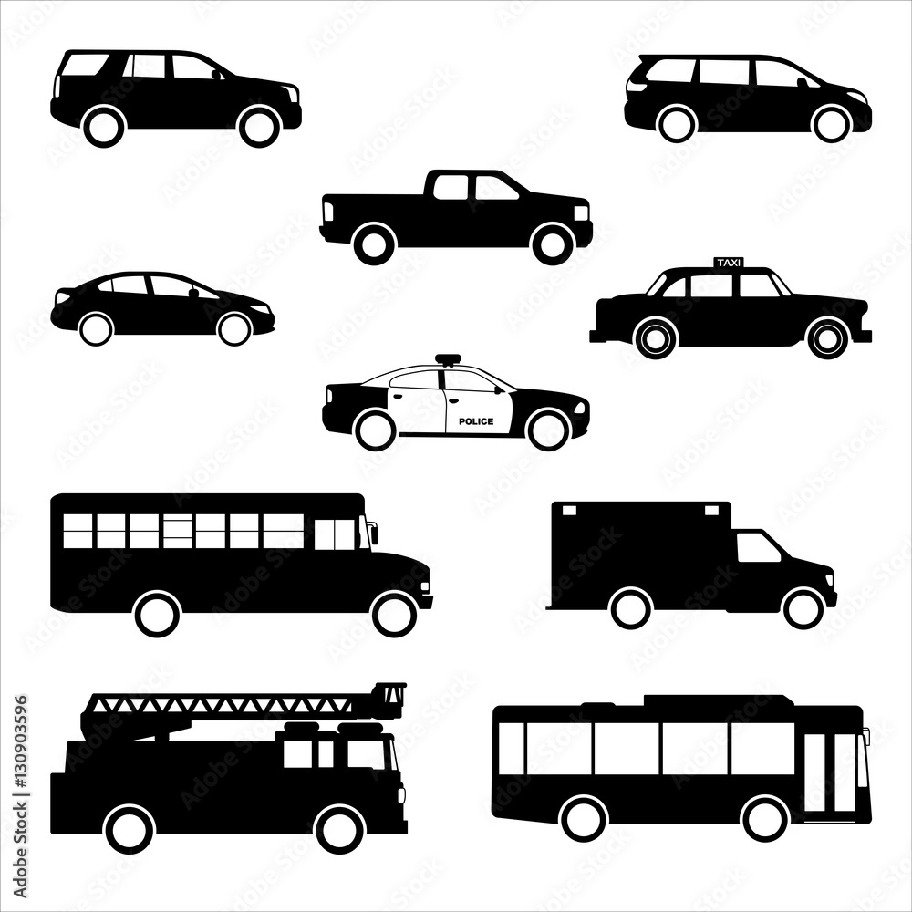 vehicle icon pack Stock Vector | Adobe Stock