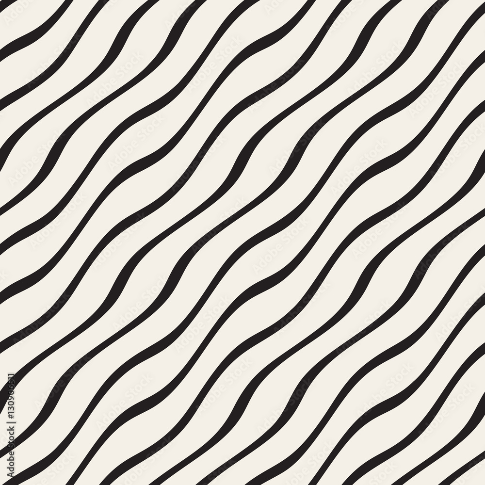 Wavy Ripple Lines. Vector Seamless Black and White Pattern. Stock ...