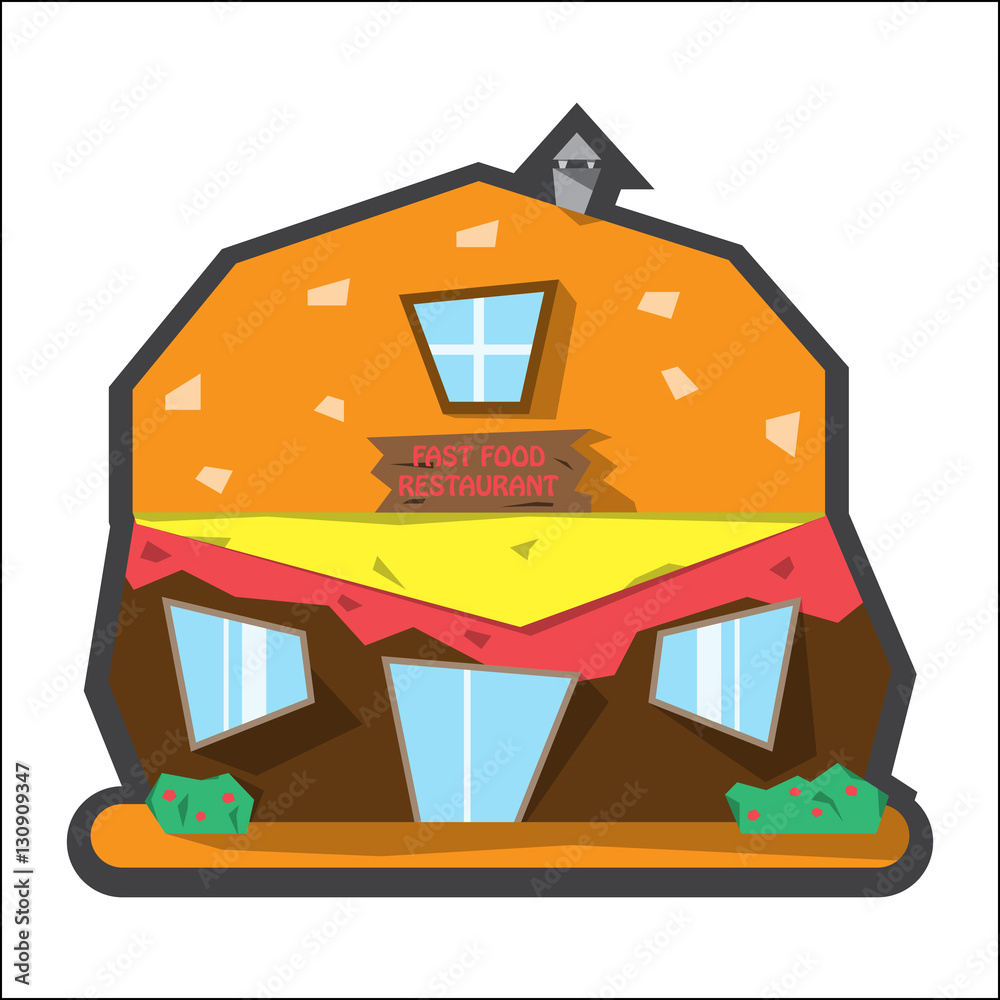 Cartoon Cheeseburger restaurant. Fast food Stock Vector | Adobe Stock