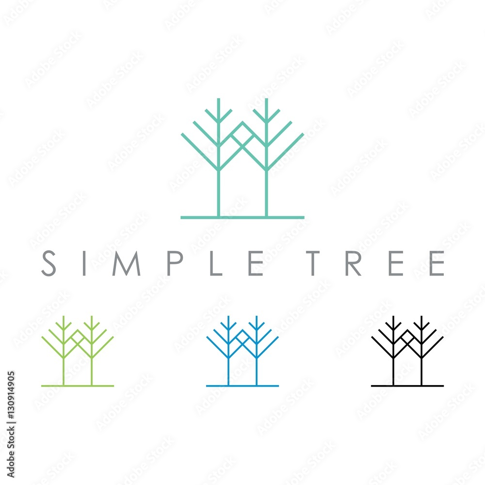 Simple Logo Of a Tree Line Design Vector Stock Vector | Adobe Stock