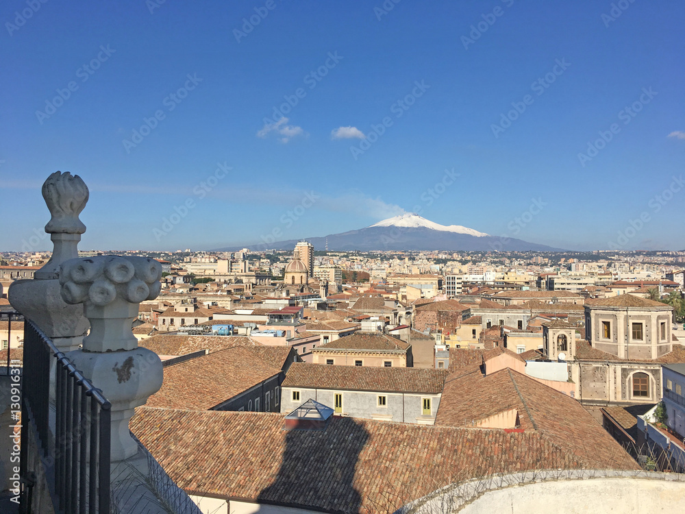 Panorama of the city of Catania from the " Chiesa della Badia di Stock ...